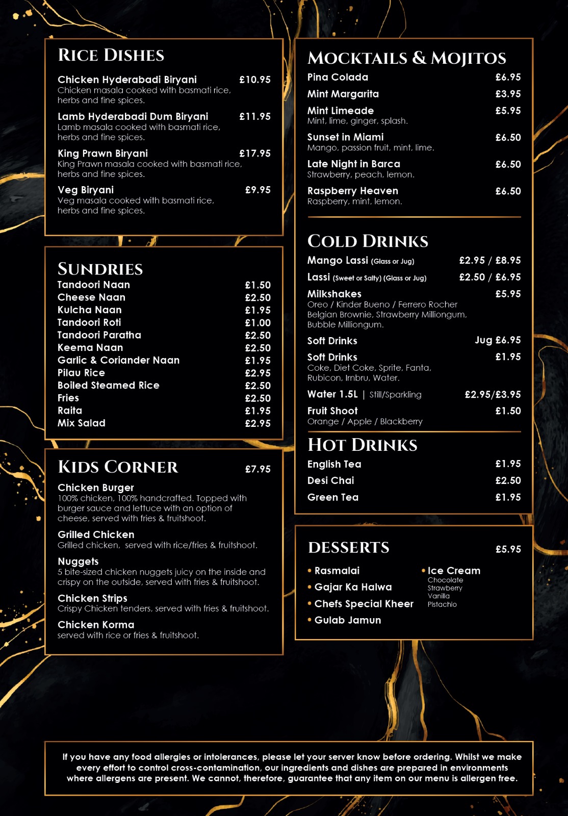 Menu – Mehfil MCR